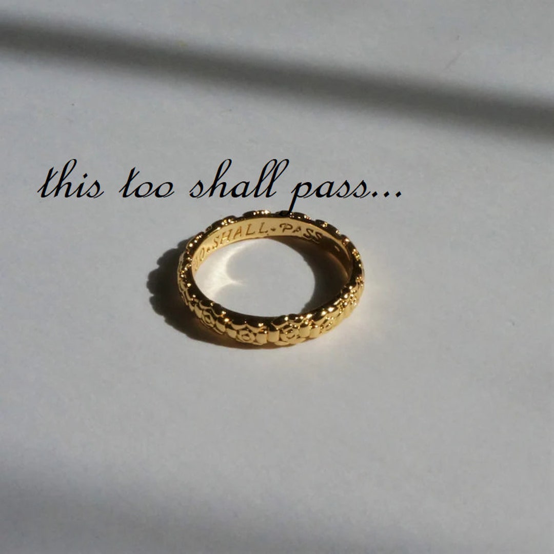 Engraved Ring, This Too Shall Pass Ring, Vintage Retro Ring, Meaningful ...
