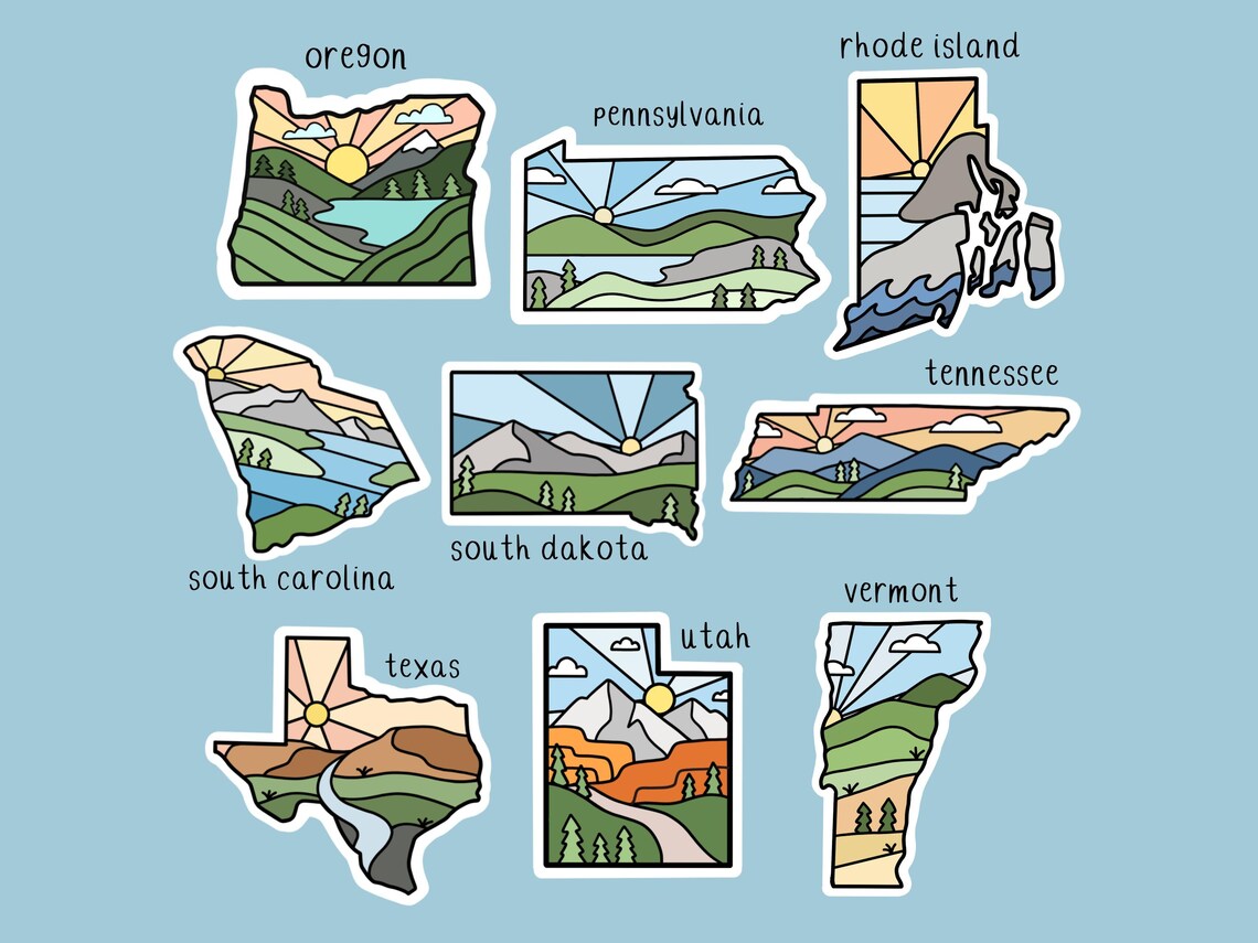 State Stickers | All 50 States | Pick Your State - Etsy