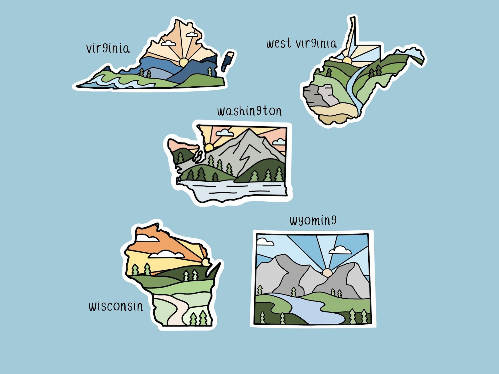 State Stickers | All 50 States | Pick Your State - Etsy
