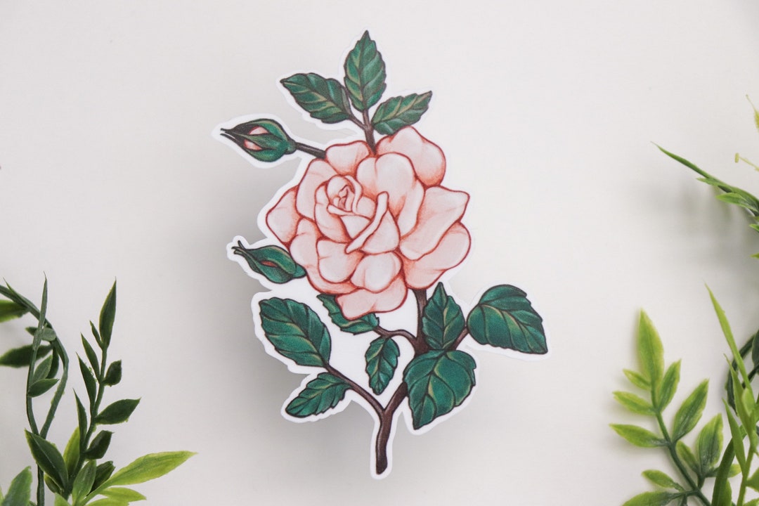 Rose Sticker Waterproof Sticker Flower Sticker - Etsy