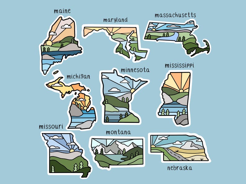 State Stickers | All 50 States | Pick Your State - Etsy