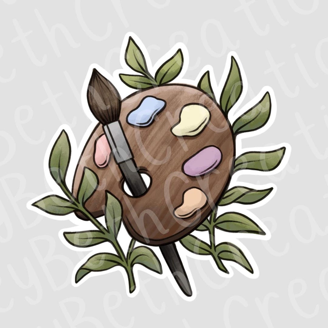 Paint Palette Sticker | Botanical Sticker - Etsy