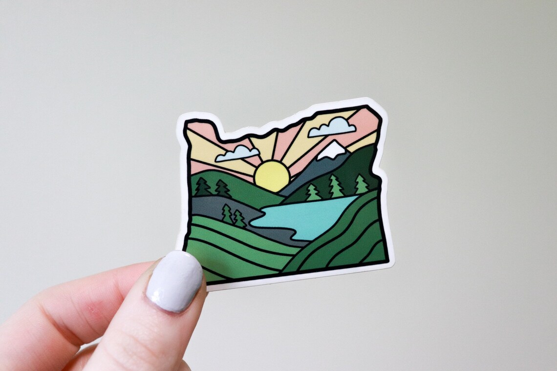 Oregon Sticker Waterproof Sticker State Sticker Nature - Etsy