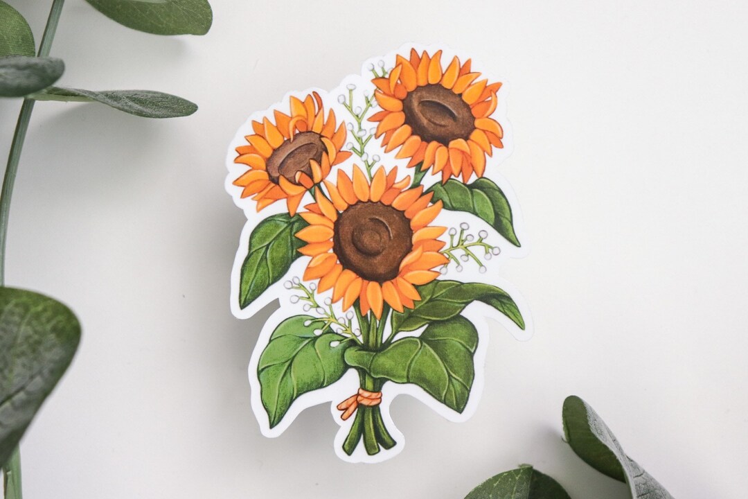 Sunflower Sticker | Waterproof Sticker | Flower Sticker - Etsy