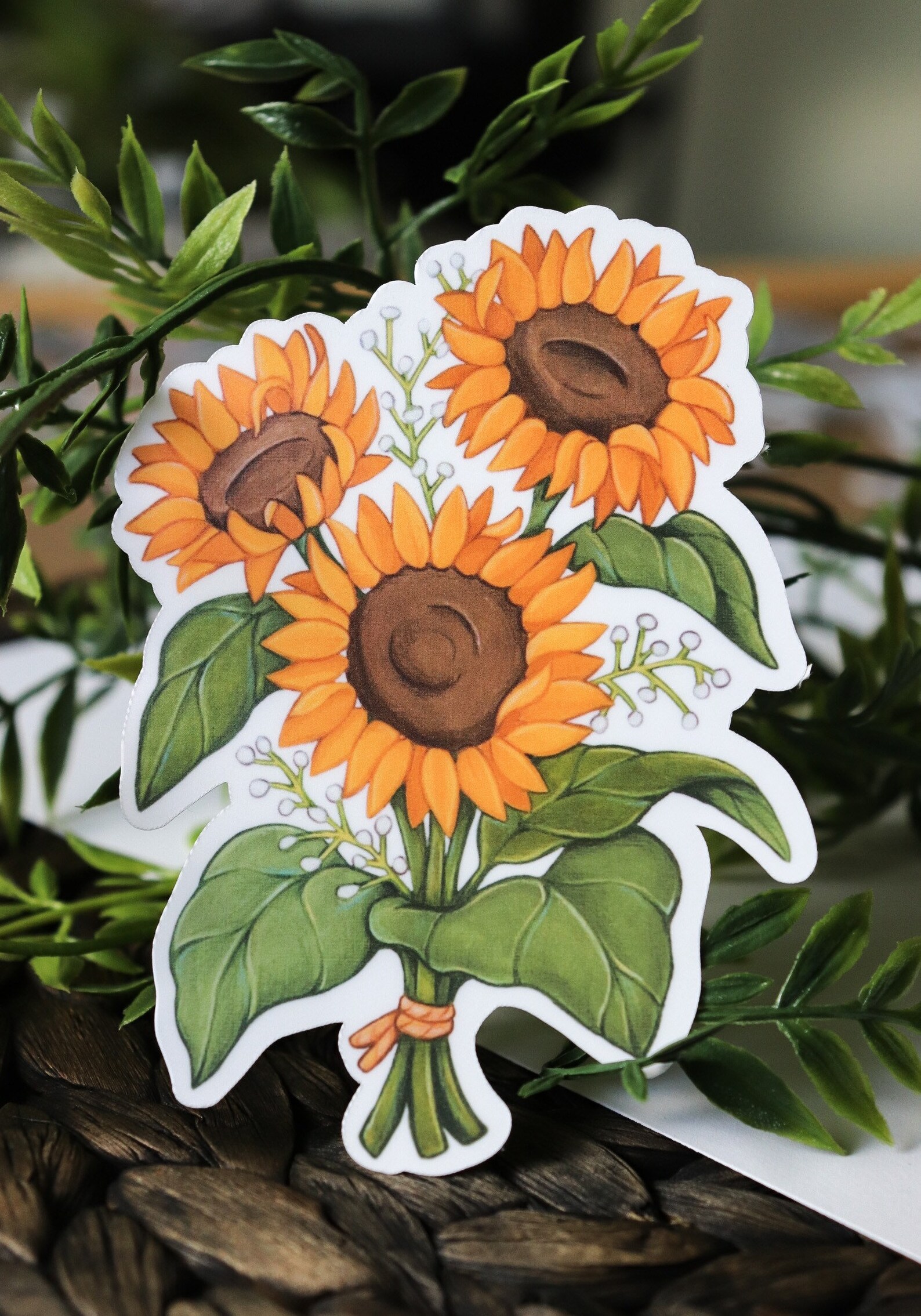 Sunflower Sticker Waterproof Sticker Flower Sticker - Etsy