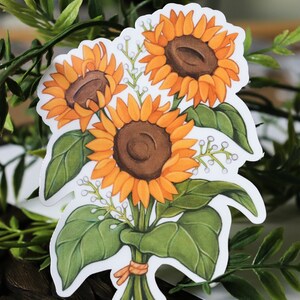 Sunflower Sticker | Waterproof Sticker | Flower Sticker - Etsy