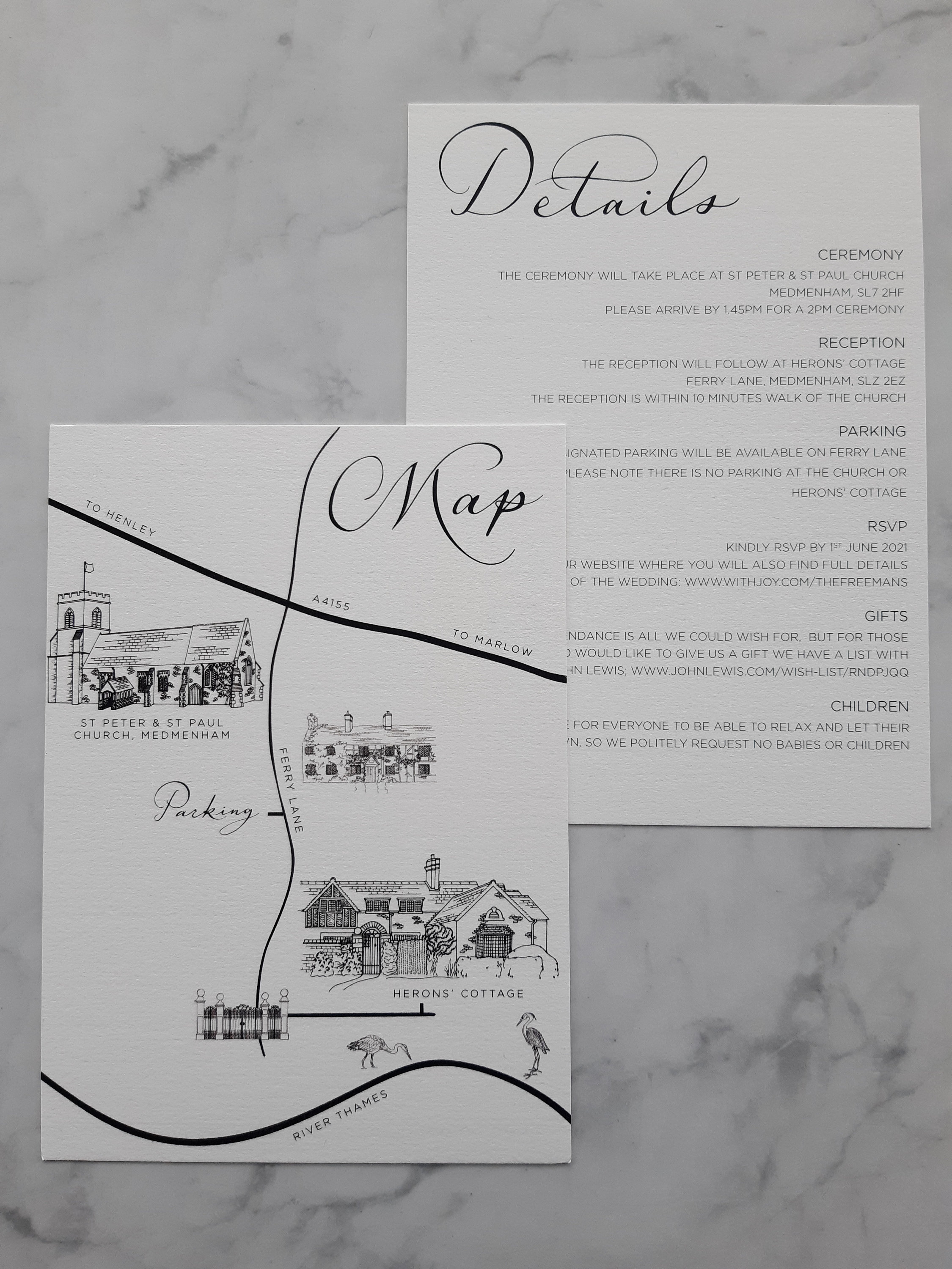 Wedding Map Feat. Bespoke Illustrations| Part of Wedding Invitation ...