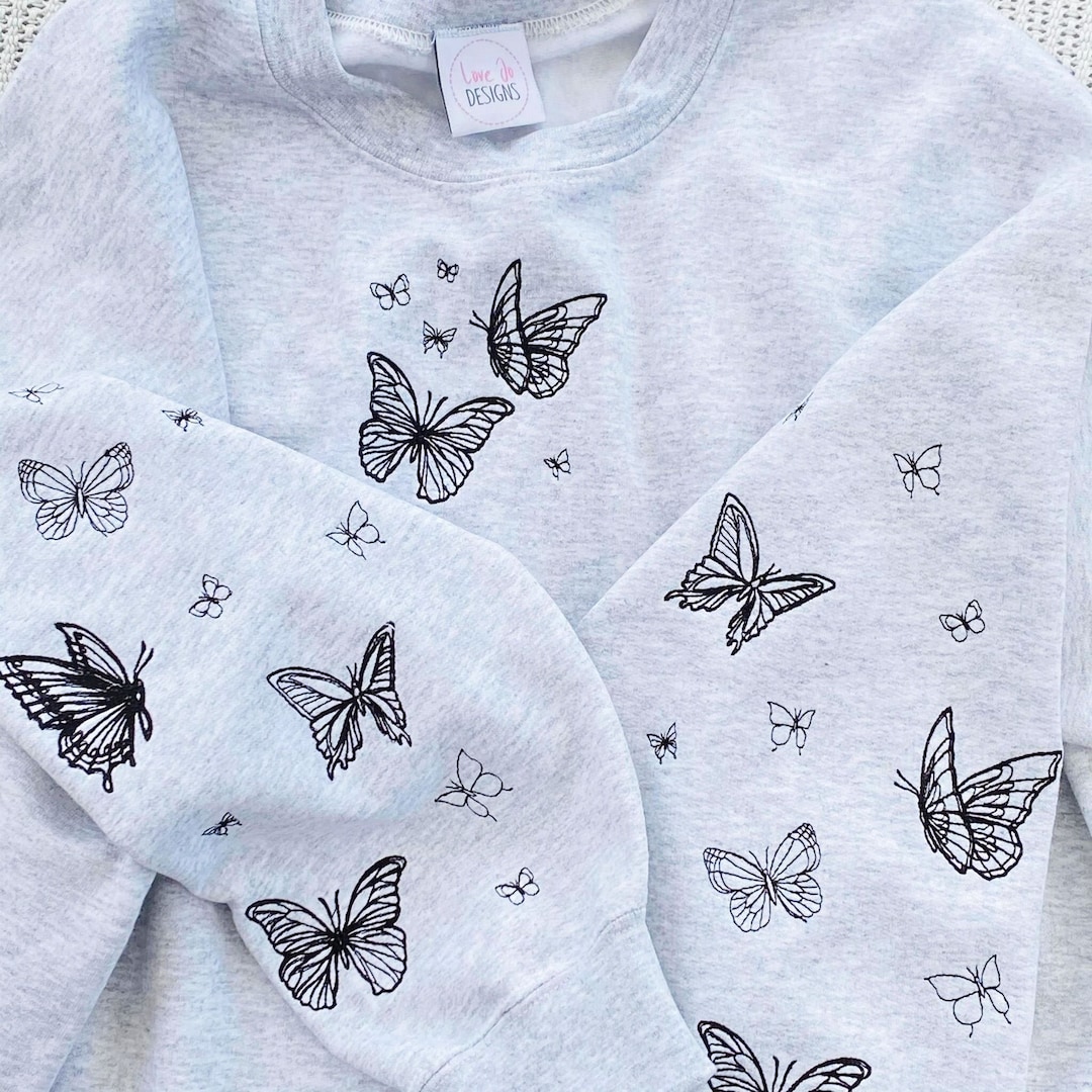 LOTS OF BUTTERFLIES -embroidered Sweater - Super Cute & Unique ...