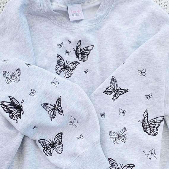 LOTS OF BUTTERFLIES embroidered Sweater Super Cute & Unique | Etsy