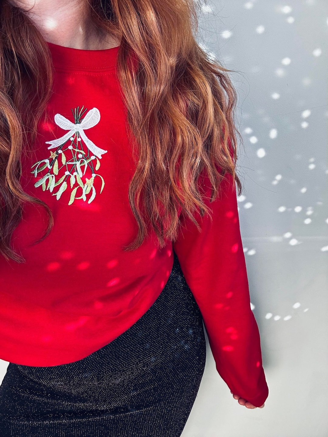 Embroidered Mistletoe Christmas Sweatshirt, Cute Christmas Sweater ...