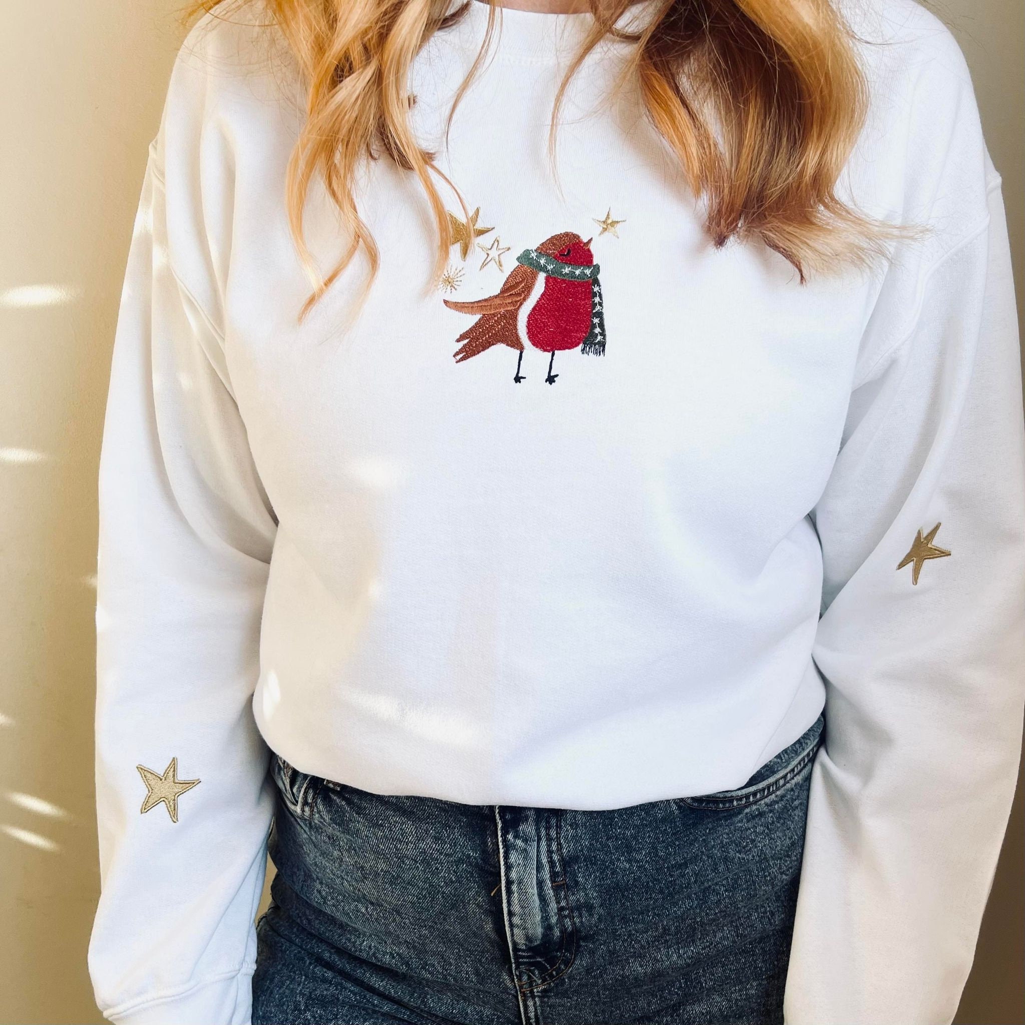 Rufus the Christmas Robin - Embroidered Jumper - Etsy UK