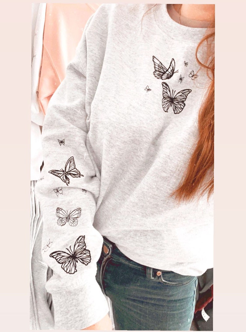 LOTS OF BUTTERFLIES embroidered Sweater Super Cute & Unique - Etsy UK