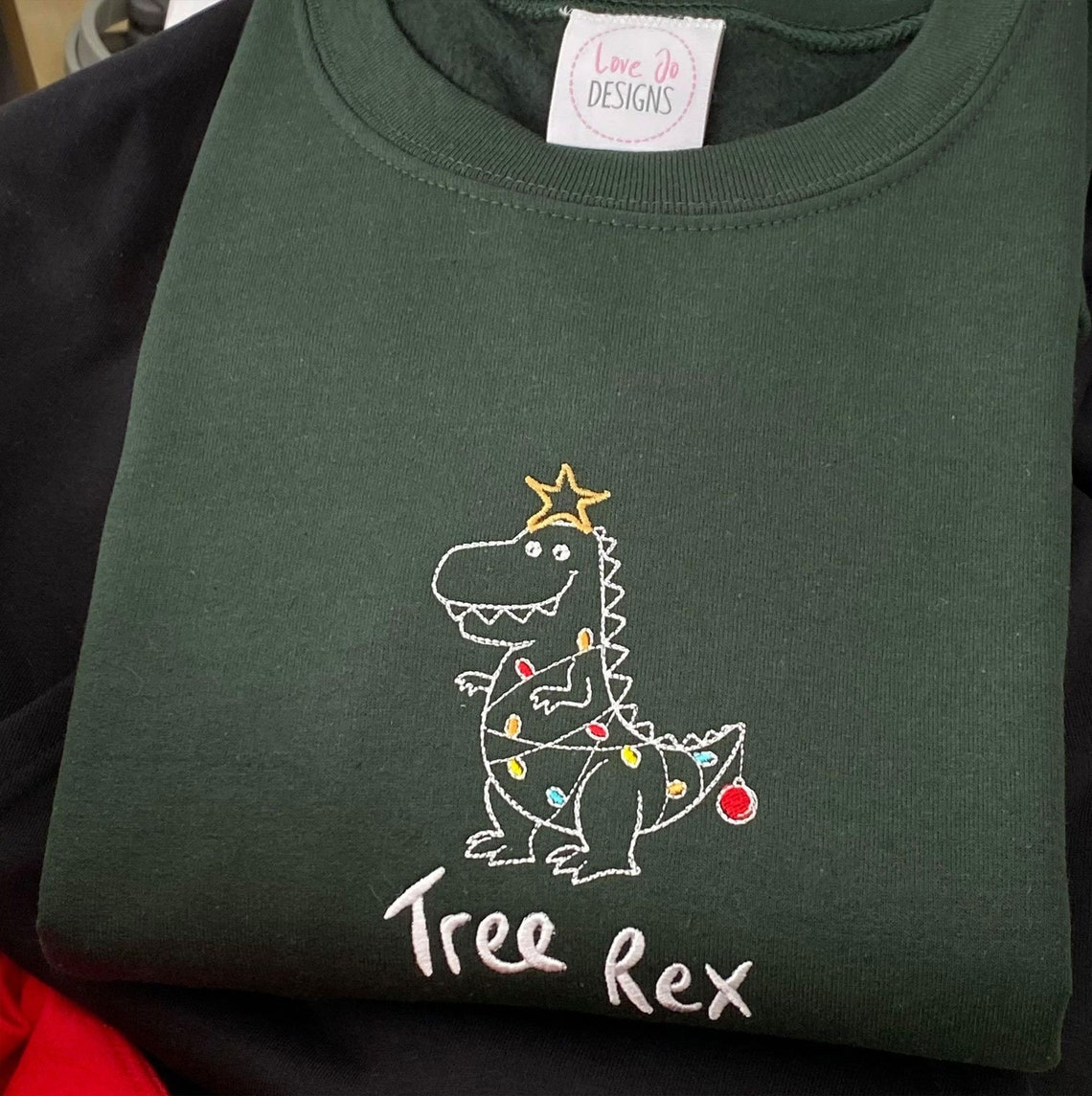 Tree Rex Christmas Jumper Embroidered Sweater Cute - Etsy UK