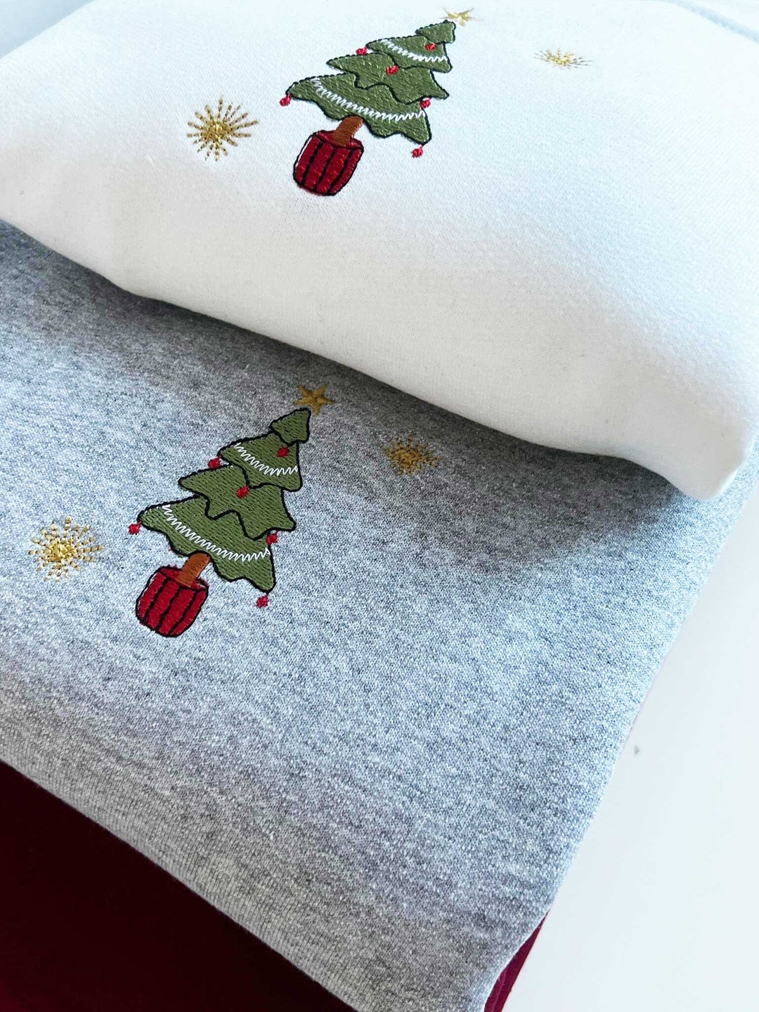Embroidered Christmas Jumper - Classic Christmas Tree Design Sweatshirt ...