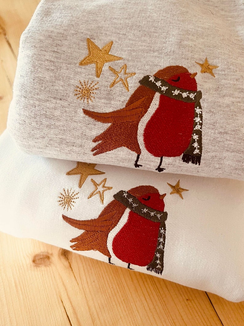 Rufus the Christmas Robin - Embroidered Jumper - Etsy UK