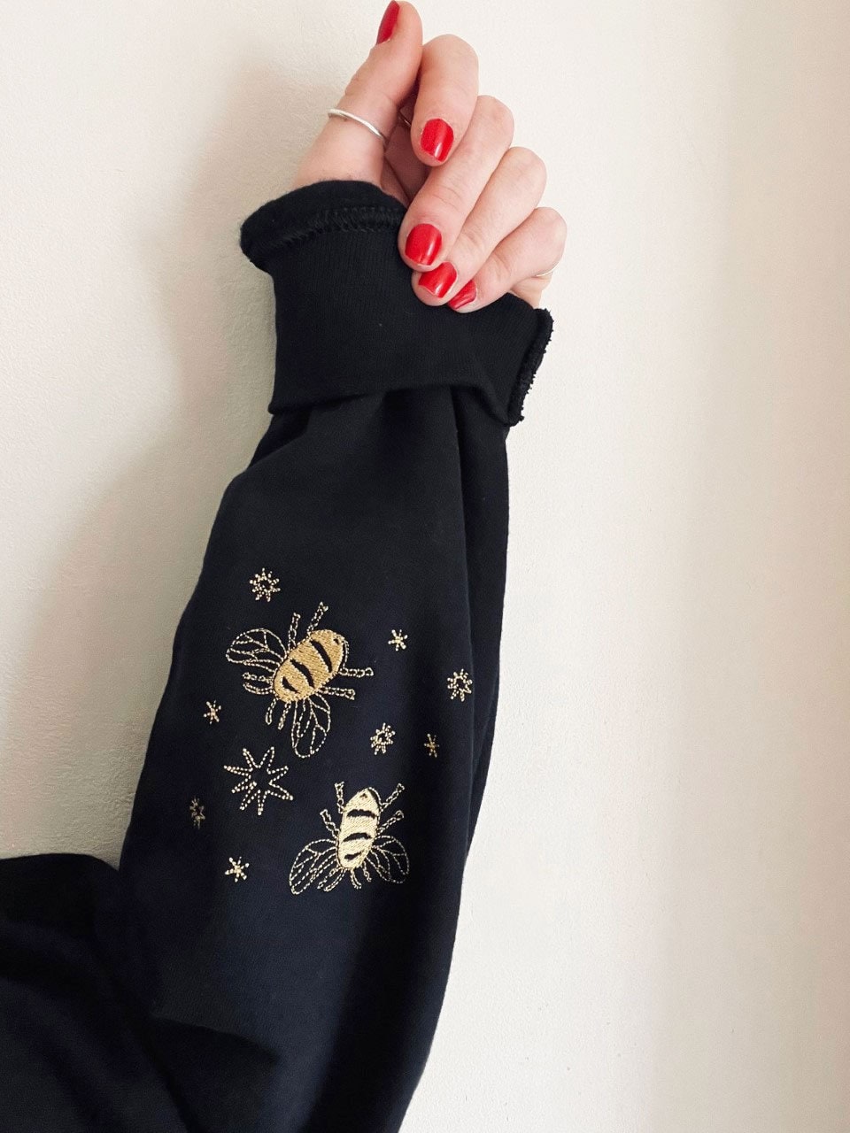 Embroidered Sleeve With Bees & Stars - Cosy Sweater - Etsy UK
