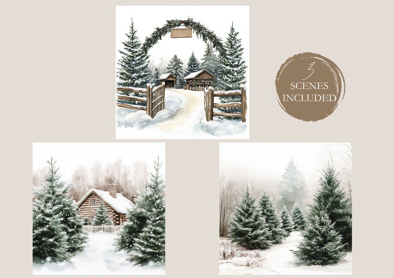 Christmas Tree Farm Clipart Winter Planner Clipart, Watercolor ...