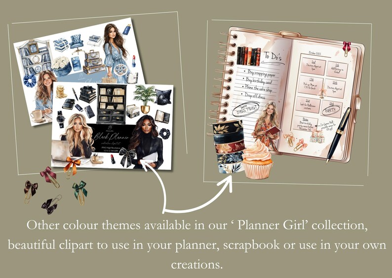 Peachy Days Planner Clipart Floral Planner Girl Watercolor Journaling ...