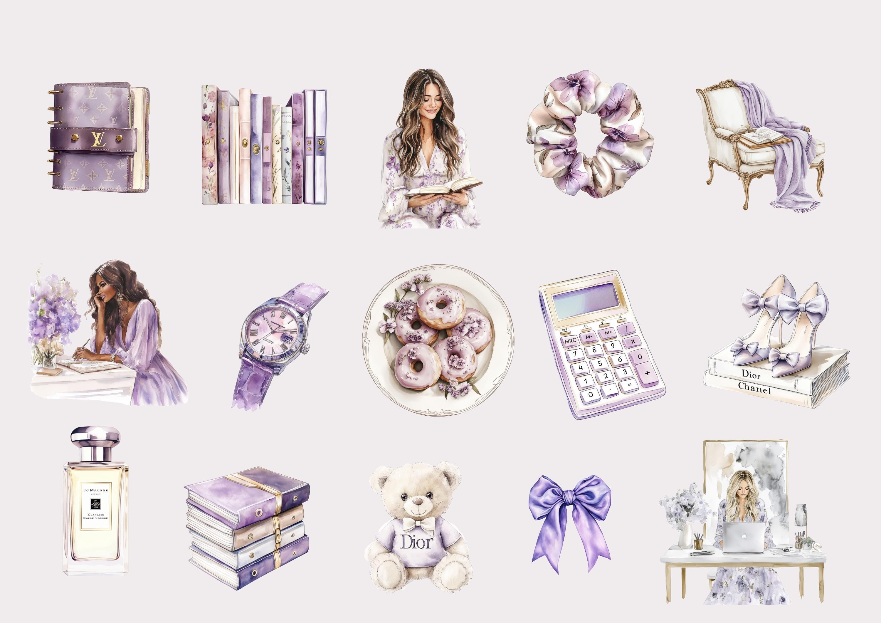 Lovely Lilac Planner Clipart Floral Planner Girl Watercolor Journaling ...