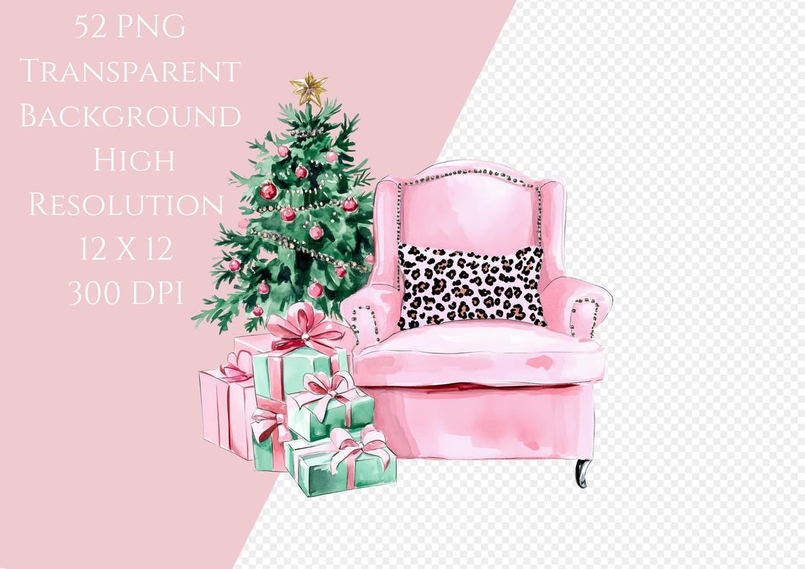 Preppy Christmas Clipart Winter Planner Clipart, Watercolor White Blush ...