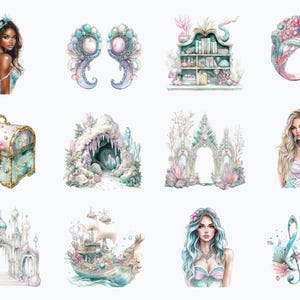 Enchanted Tides Clipart Bundle Mermaid, Siren, & Ocean Elements for ...