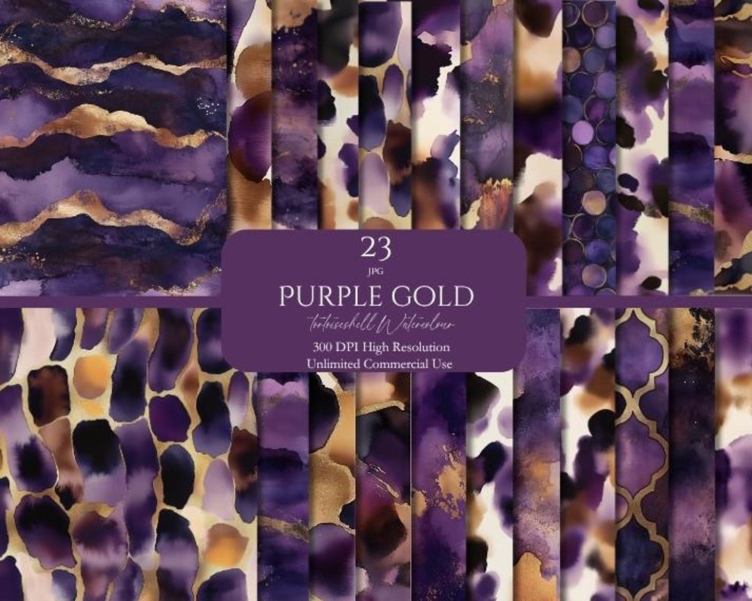 Purple Gold Tortoiseshell Watercolour Digital Papers 12 X 12 - Etsy