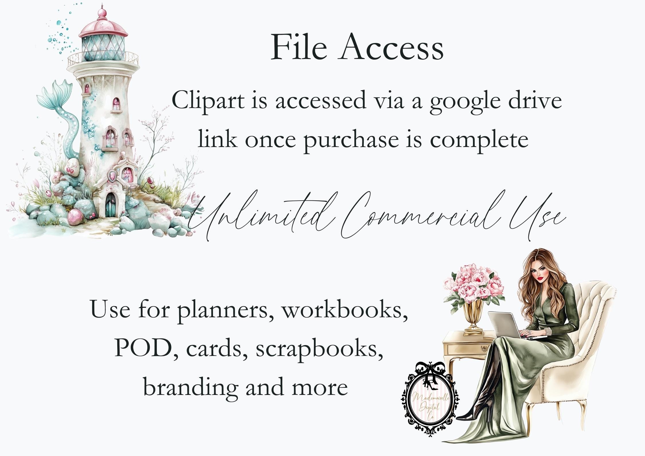 Enchanted Tides Clipart Bundle Mermaid, Siren, & Ocean Elements for ...