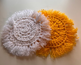 Tea Green Macrame Coasters set of 4 - Etsy