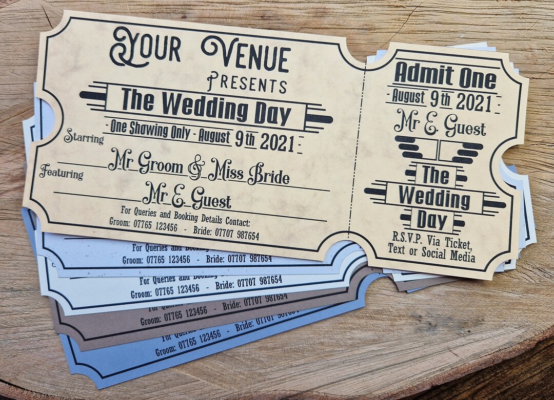 Vintage Film Ticket Wedding Invitations: Personalized Movie Stub - Etsy