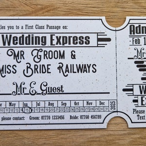 Train Ticket Wedding Invitations, Vintage Train Ticket Wedding Invitations, Personalised, Ticket ...