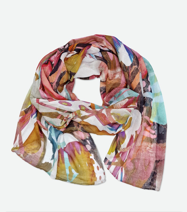 Colorful OVERSIZED SCARF, Modern Art Scarf, Designer Scarf, Printed ...