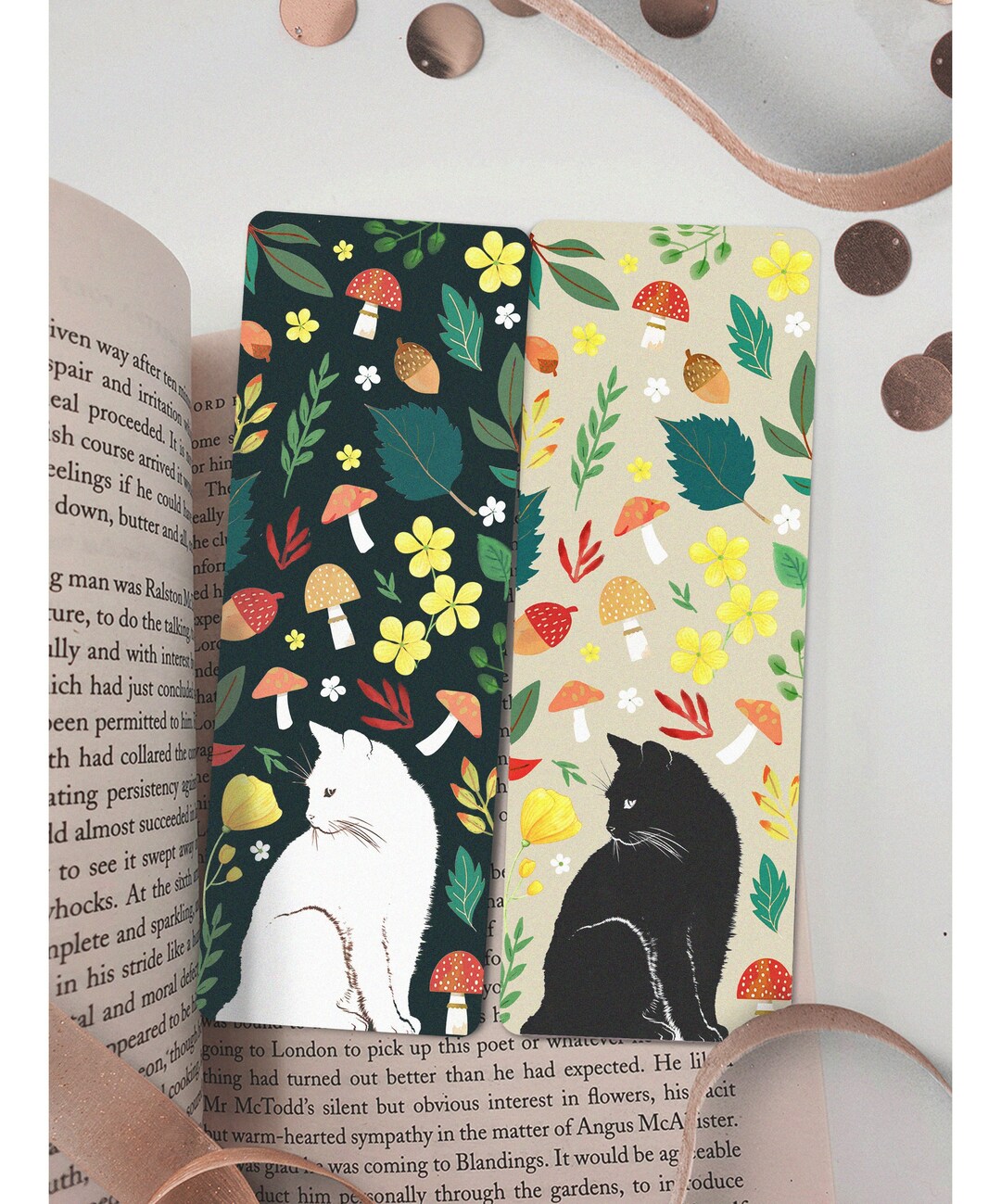 Cottagecore CAT BOOKMARKS - Handmade Woodland Bookmark - Black Cat ...