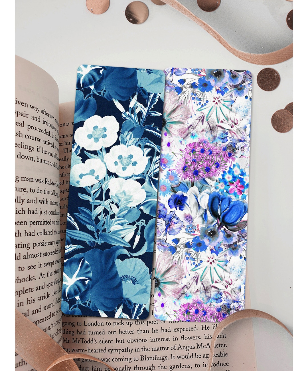 Blue FLOWERS BOOKMARKS - Handmade Floral Bookmarks - Cottagecore ...