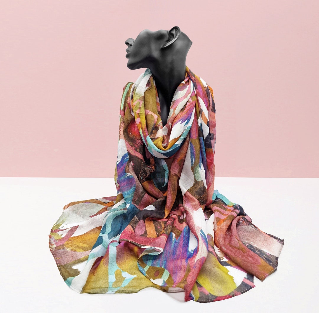 Colorful OVERSIZED SCARF, Modern Art Scarf, Designer Scarf, Printed ...