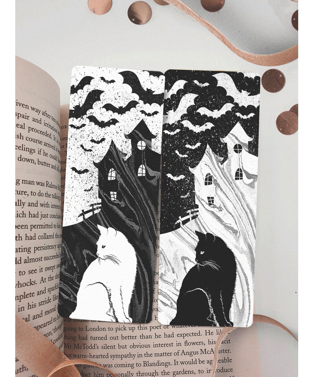 HALLOWEEN BOOKMARK - Black Cat Bookmark - Cat Bookmarks - Gothic ...
