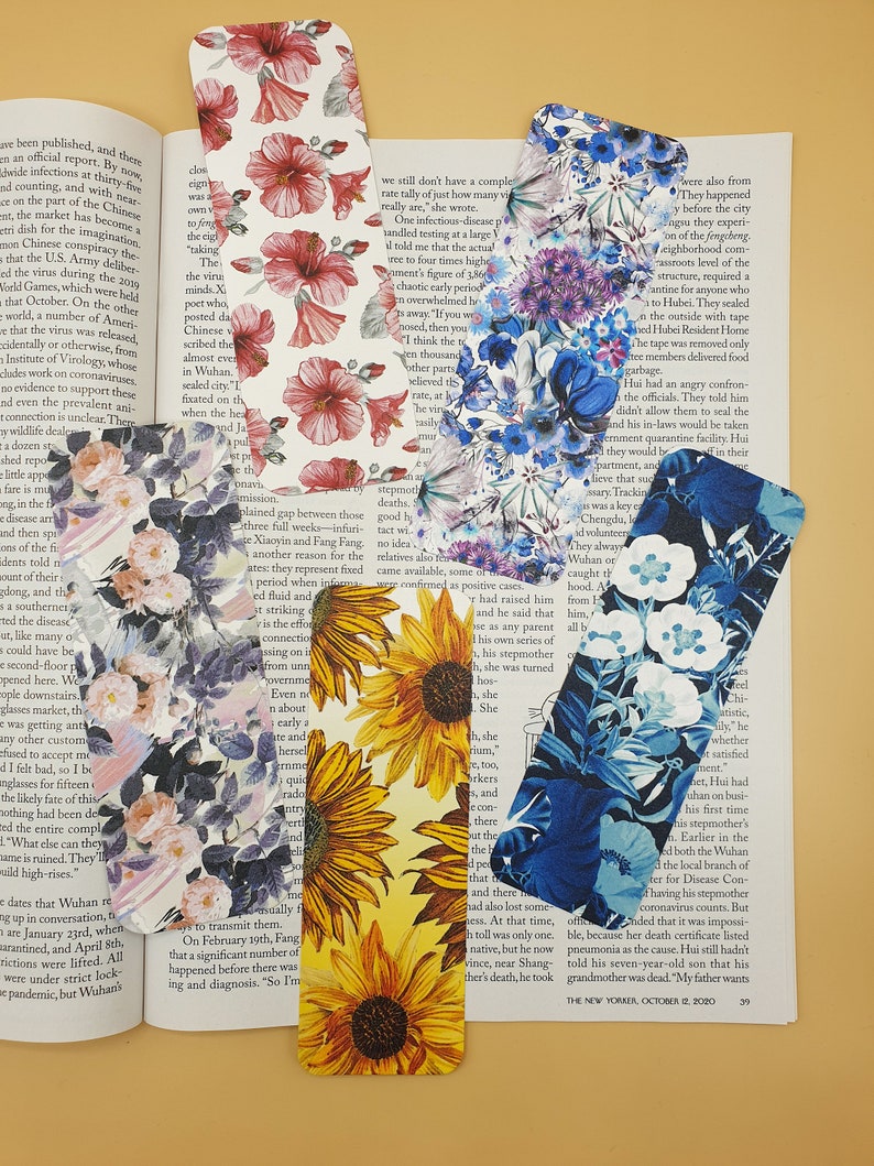 COLORFUL FLOWERS BOOKMARKS Handmade Printed Botanical - Etsy UK