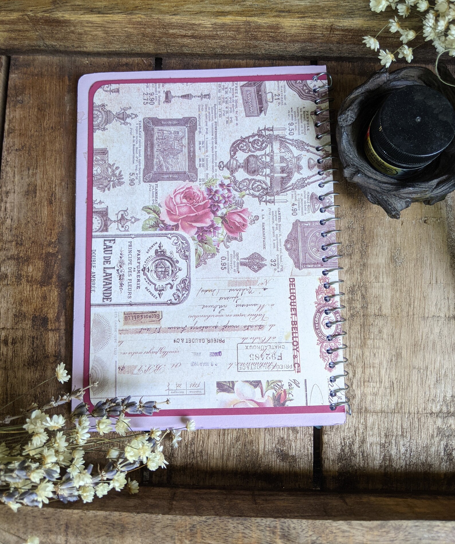 Cottagecore Pink vintage Paper Notebooks / Handmade Lined Girl | Etsy