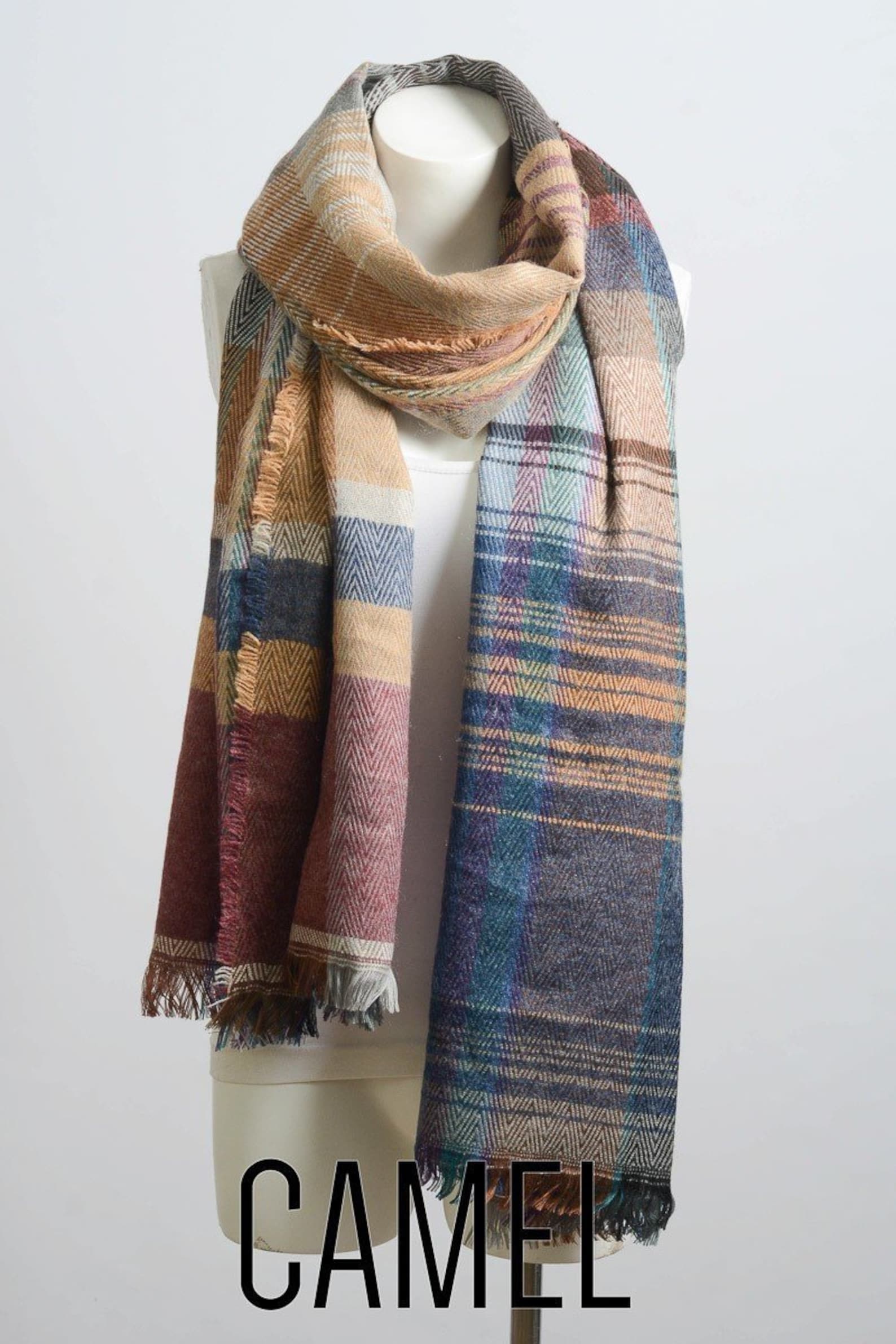 Plaid Long Scarf Winter Gifts Chunky Scarf Knitted Scarves - Etsy
