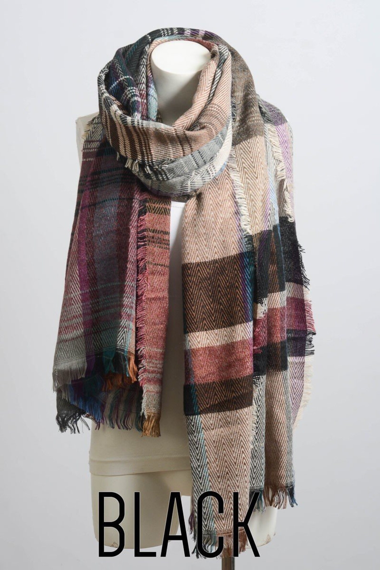 Plaid Long Scarf Winter Gifts Chunky Scarf Knitted Scarves - Etsy