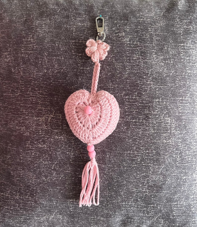 Heart Shape Crochet Key Chain - Etsy