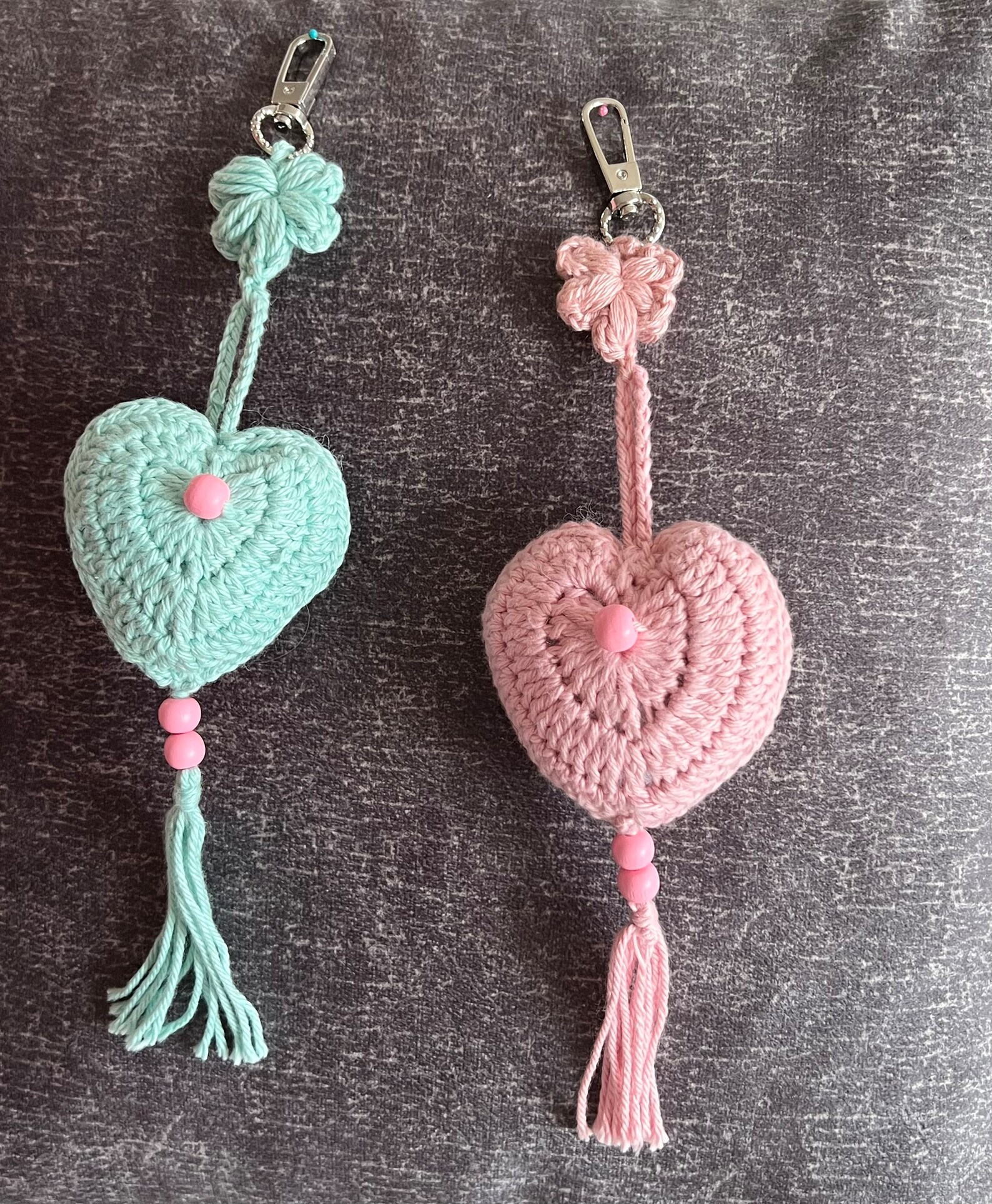 Heart Shape Crochet Key Chain - Etsy