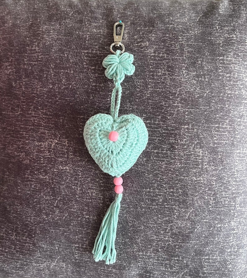 Heart Shape Crochet Key Chain - Etsy