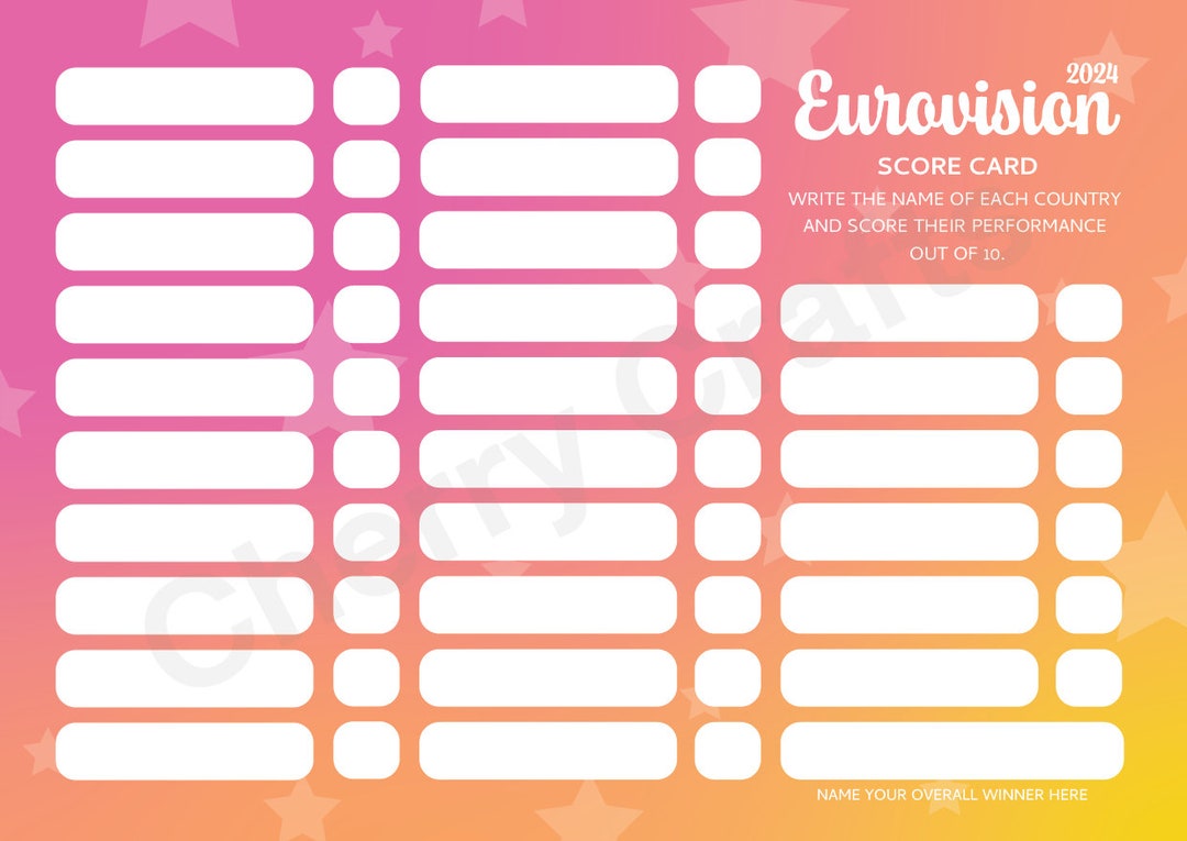 Eurovision Score Card - Etsy