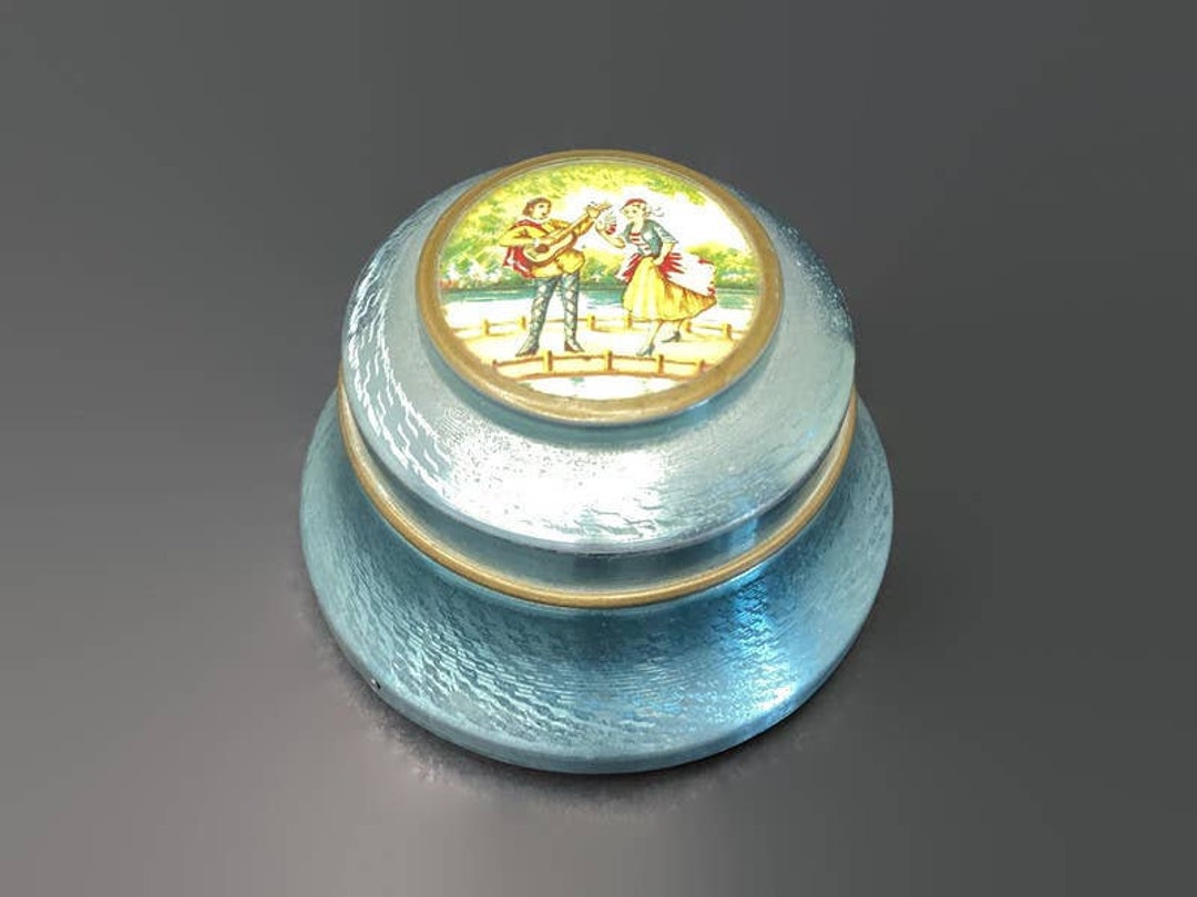 Vintage Powder Puff Box Musical Vanity Powered Box Satin - Etsy