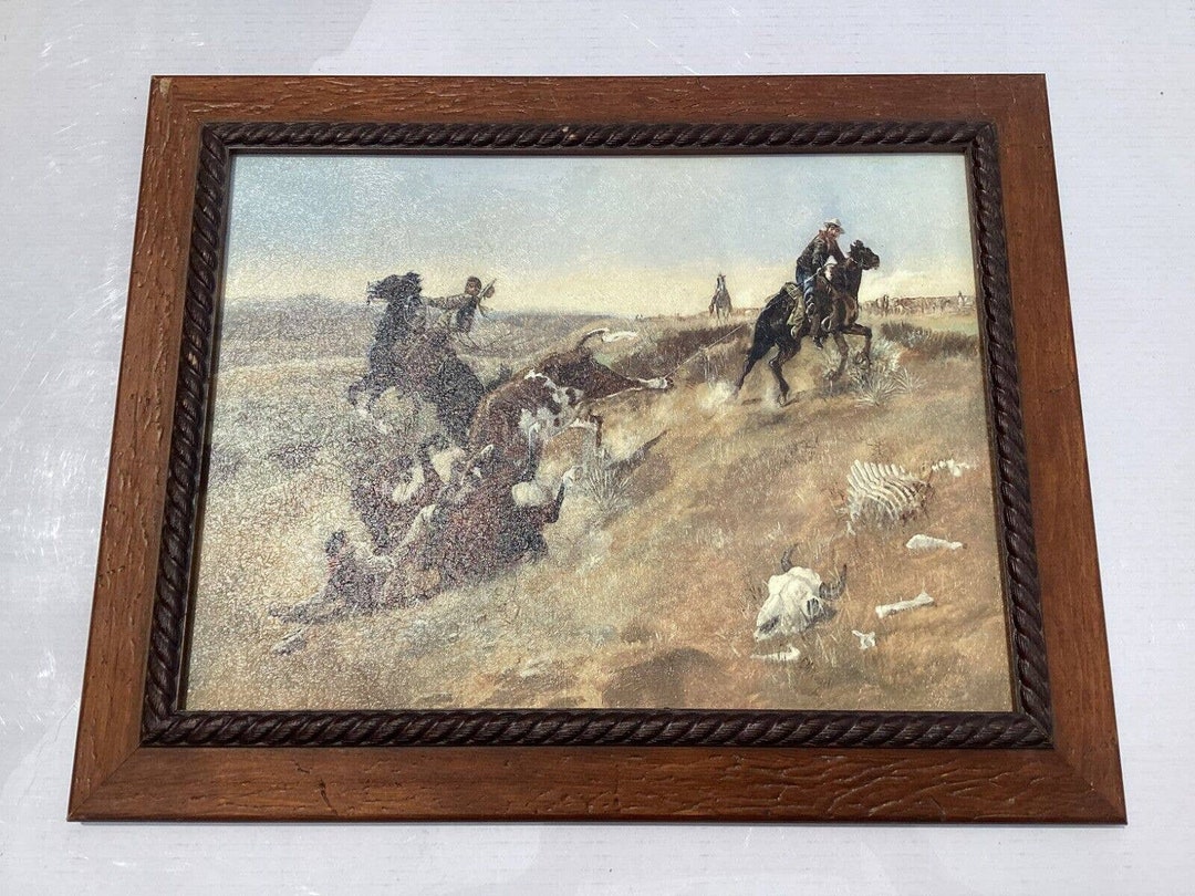Charles Marion Russell Western Art roping A Mad Cow Cowboy Western ...