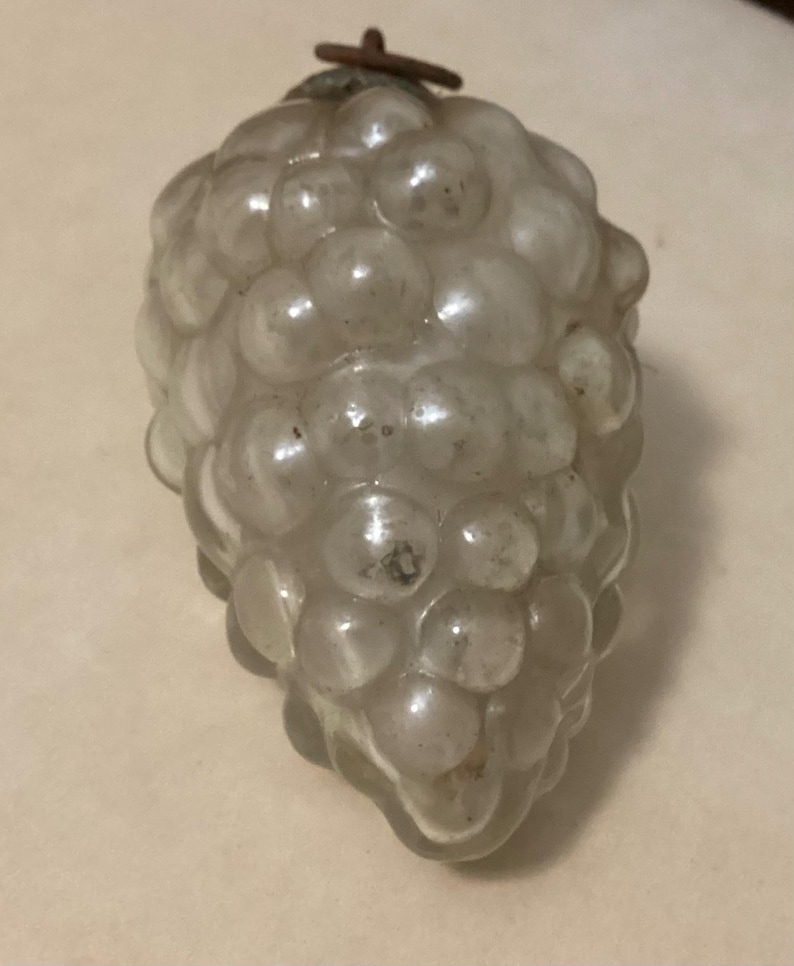 Antique German Kugel Ornament - Grape Cluster Heavy Glass Silver ...