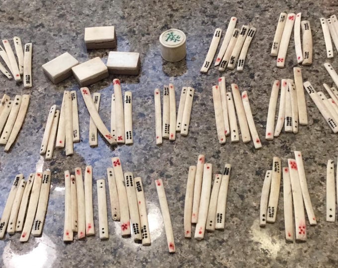 Vintage Mahjong Counters - Primitive Style Carved Bone Counters - 120 ...