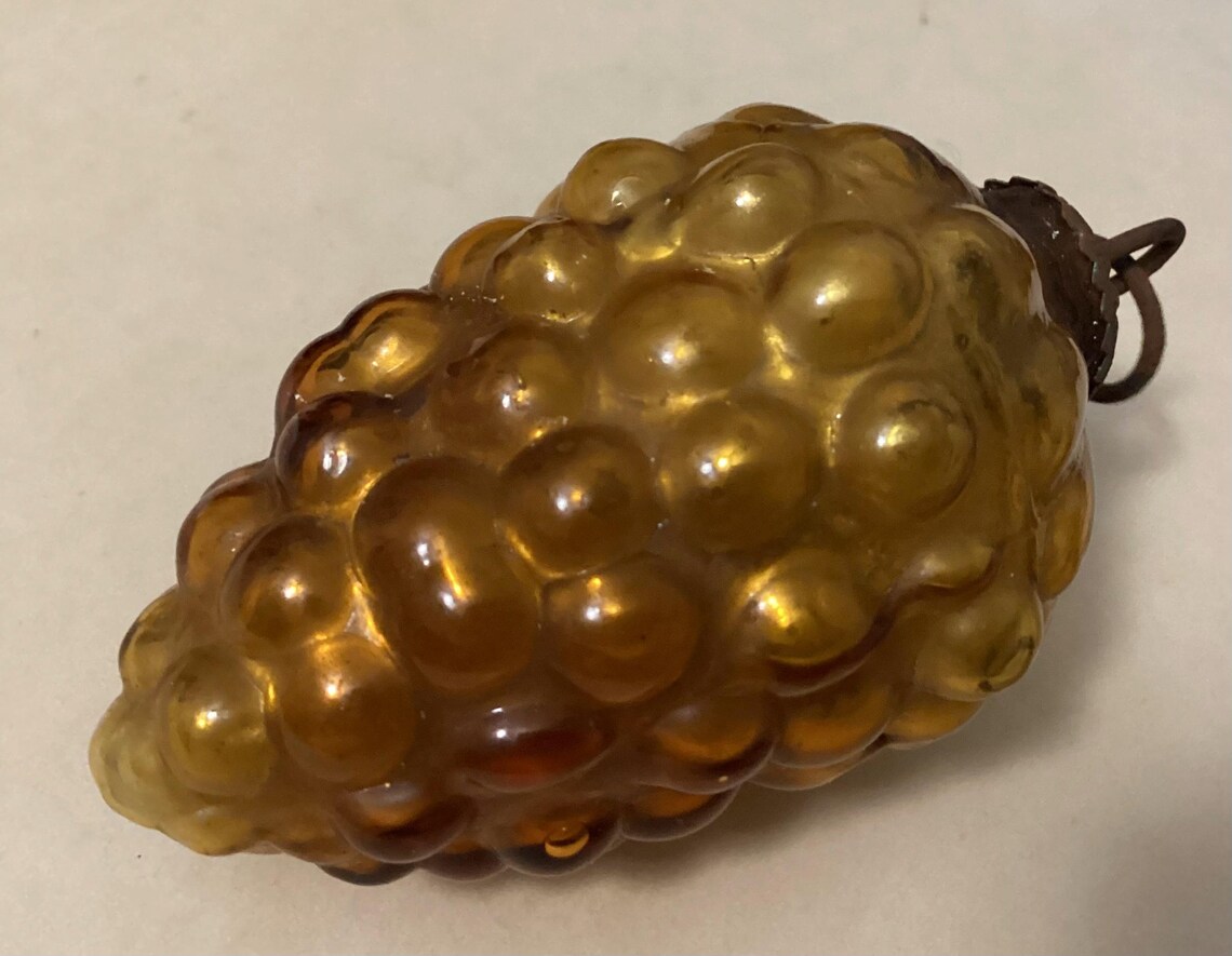 Antique German Kugel - Grape Cluster Heavy Glass Gold Copper Hue ...