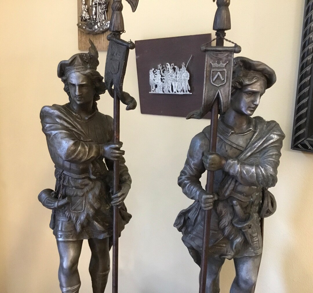 Antique Italian Pewter Statues - Legion Military Soldiers With Staffs ...