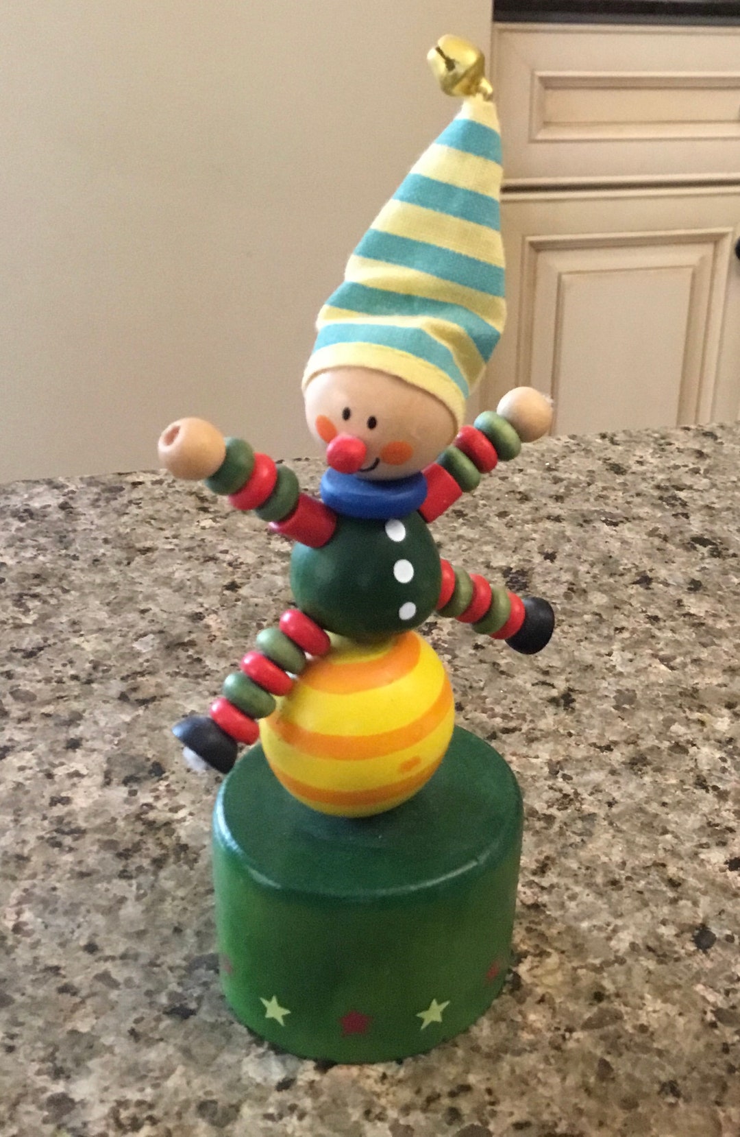 Vintage Wooden Hand Painted Collapsible Push Puppet Toy - Etsy